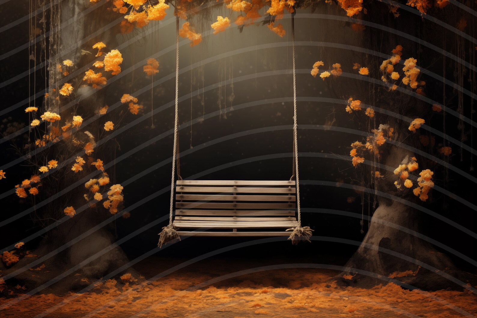 Autumn Swing Digital Backdrop for Kids Portraits - Fall Colors in Tones ...