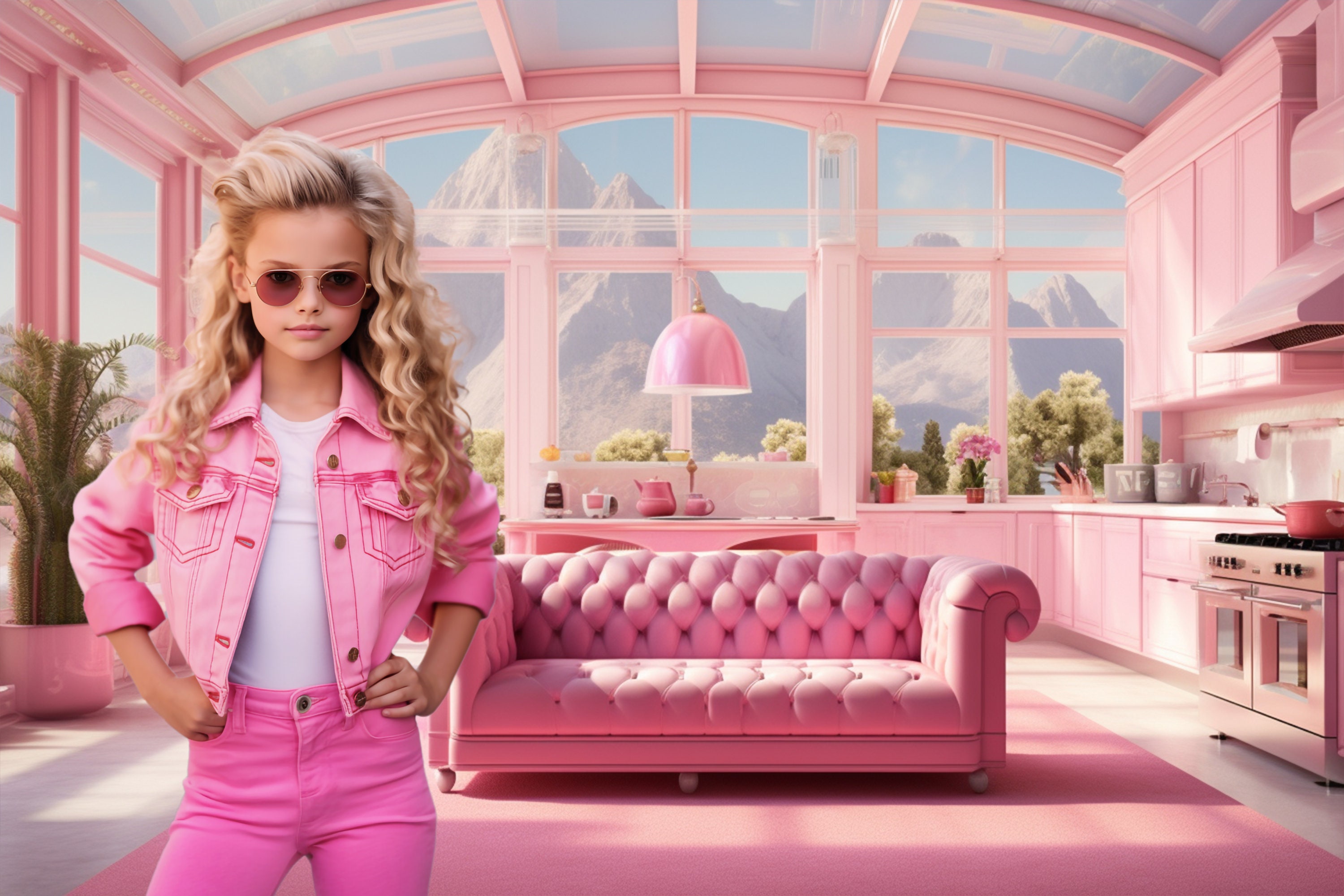 Pink House Digital Background, Pink Backdrop for Photoshop. Doll ...