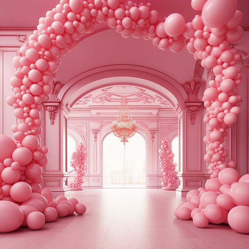 Pink Balloon Portrait Backdrop, Balloon Arches Fairy Tale Digital ...