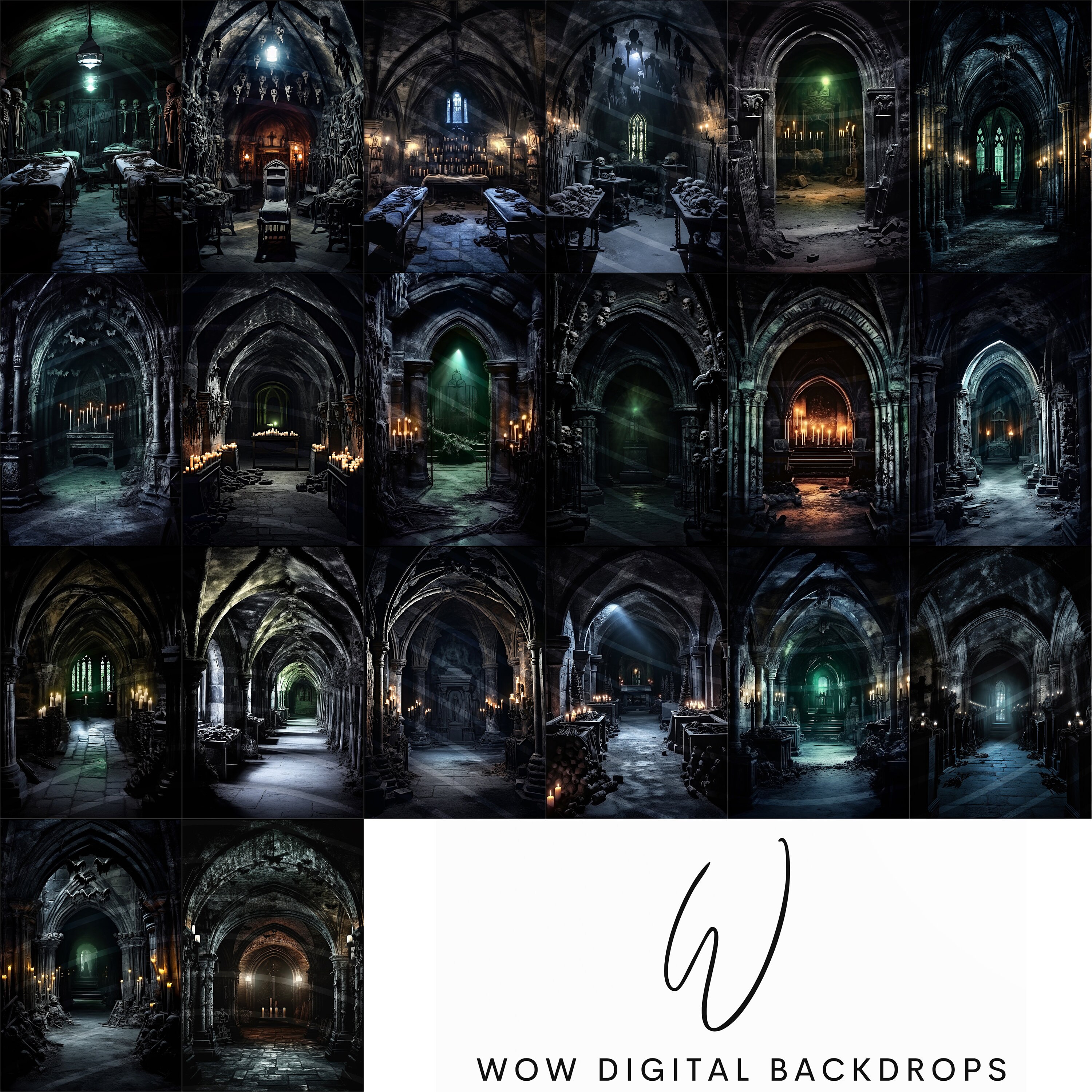 Halloween Digital Portrait Backdrops. Gothic Crypt Backgrounds for ...