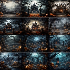 Halloween Digital Backdrops. Backgrounds for Photoshoot, Spooky ...