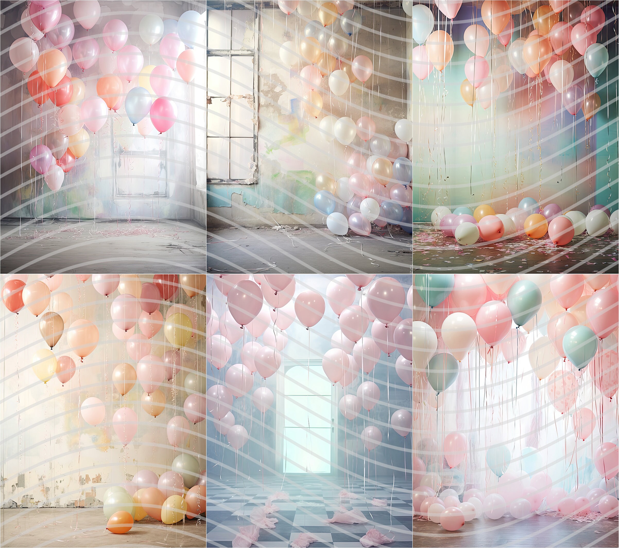 Pastel Ballon Digital Backdrop, Rustic Setting Backgrounds for Portrait ...