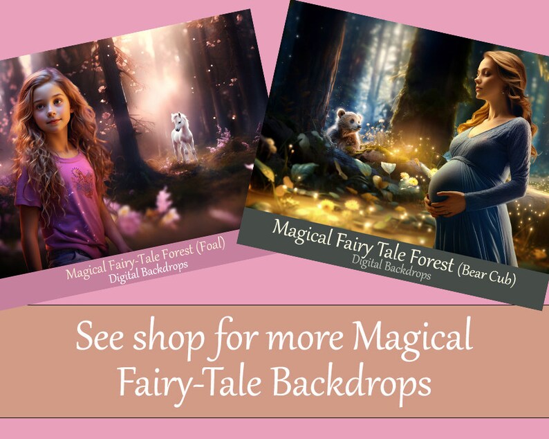 Magic Forest Digital Portrait Background. Photoshop Backdrops Set in ...