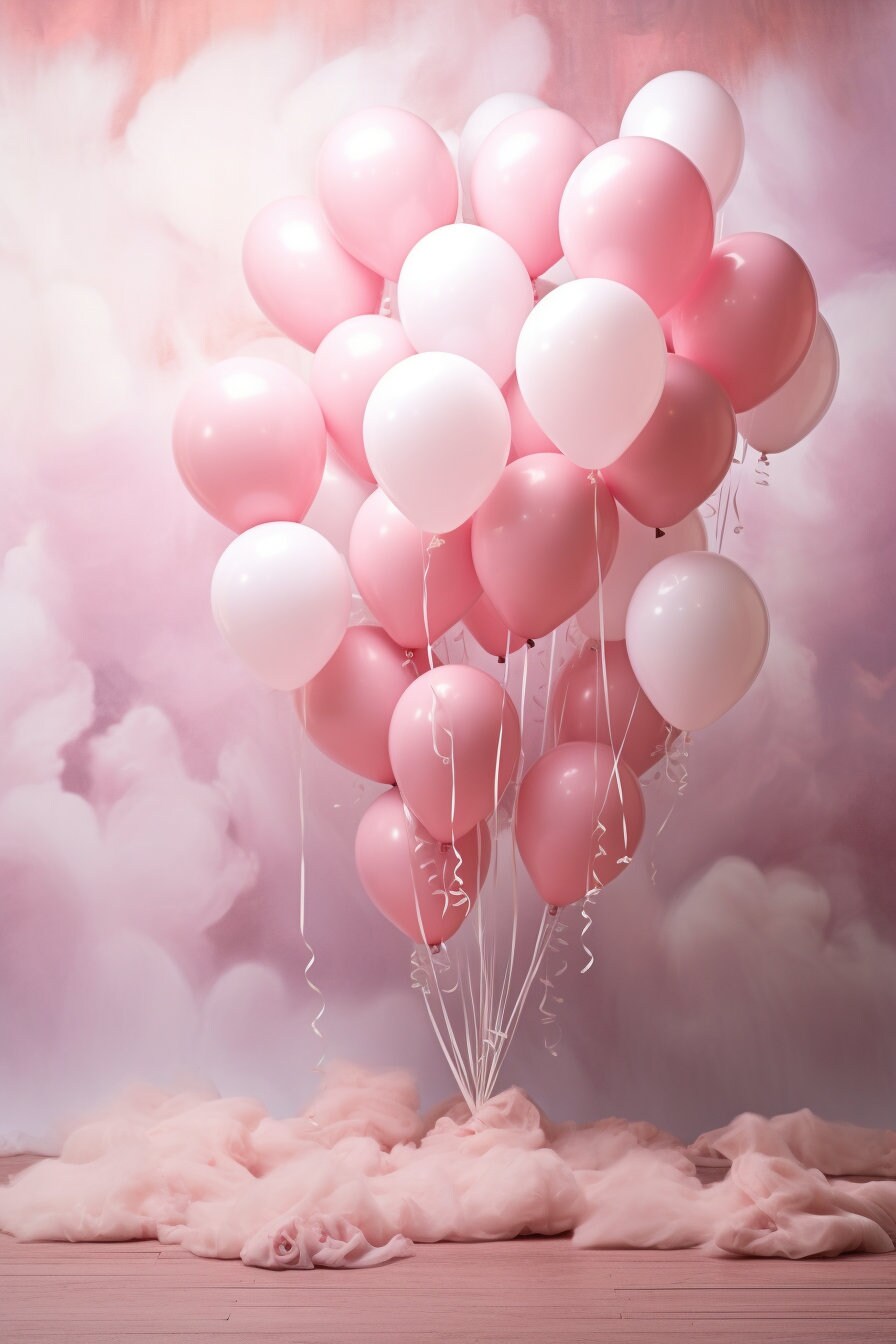 22 Digital Portrait Backdrop of Pink Balloons for Birthday Photo ...