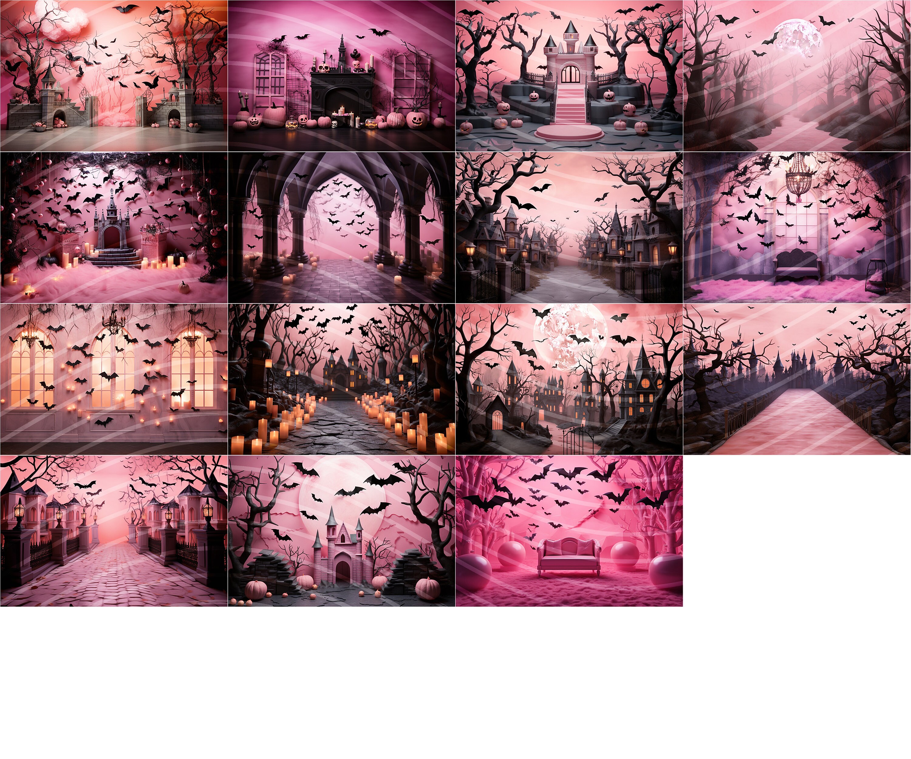 Spooky Pink Halloween Backdrops. Digital Download. Backgrounds for ...