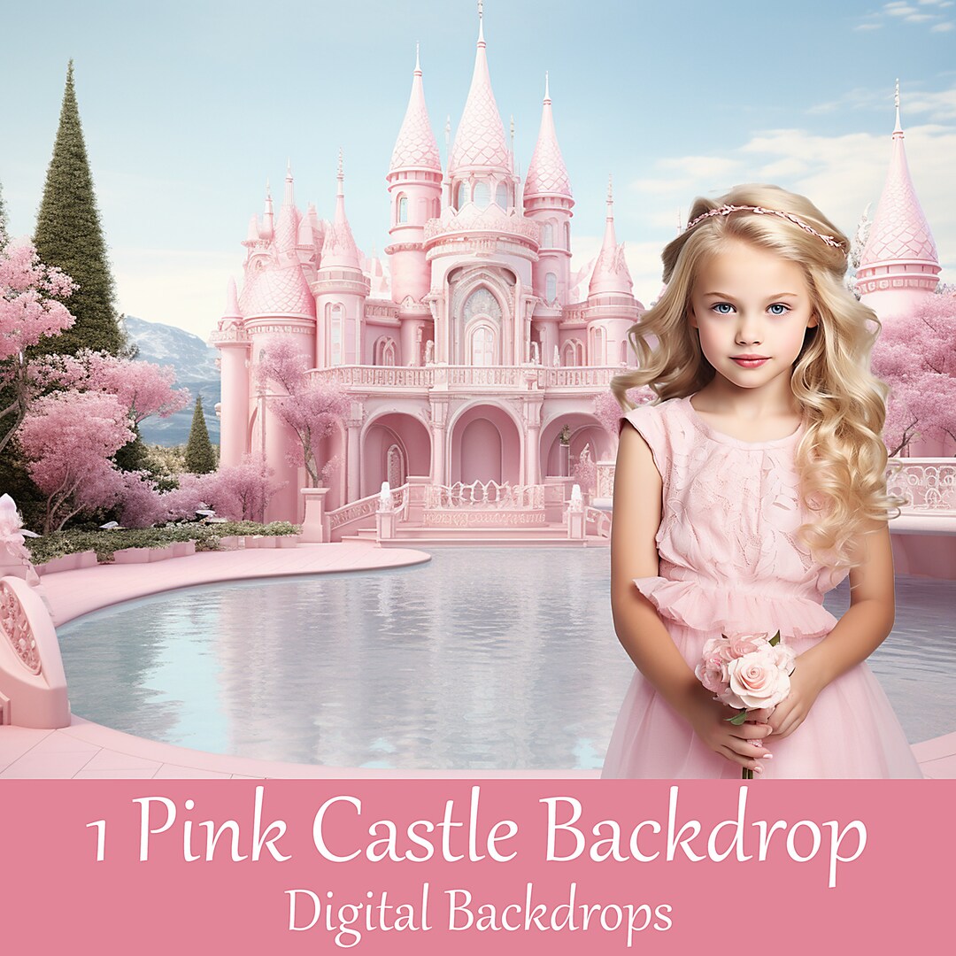 Pink Castle Backdrop. Digital Download. Princess Castle Background ...
