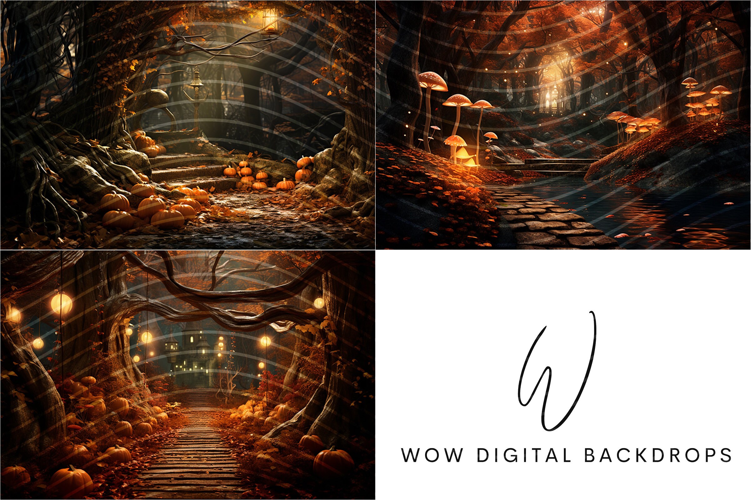 Magical Autumn Digital Backdrops for Portrait Photography. in Orange ...