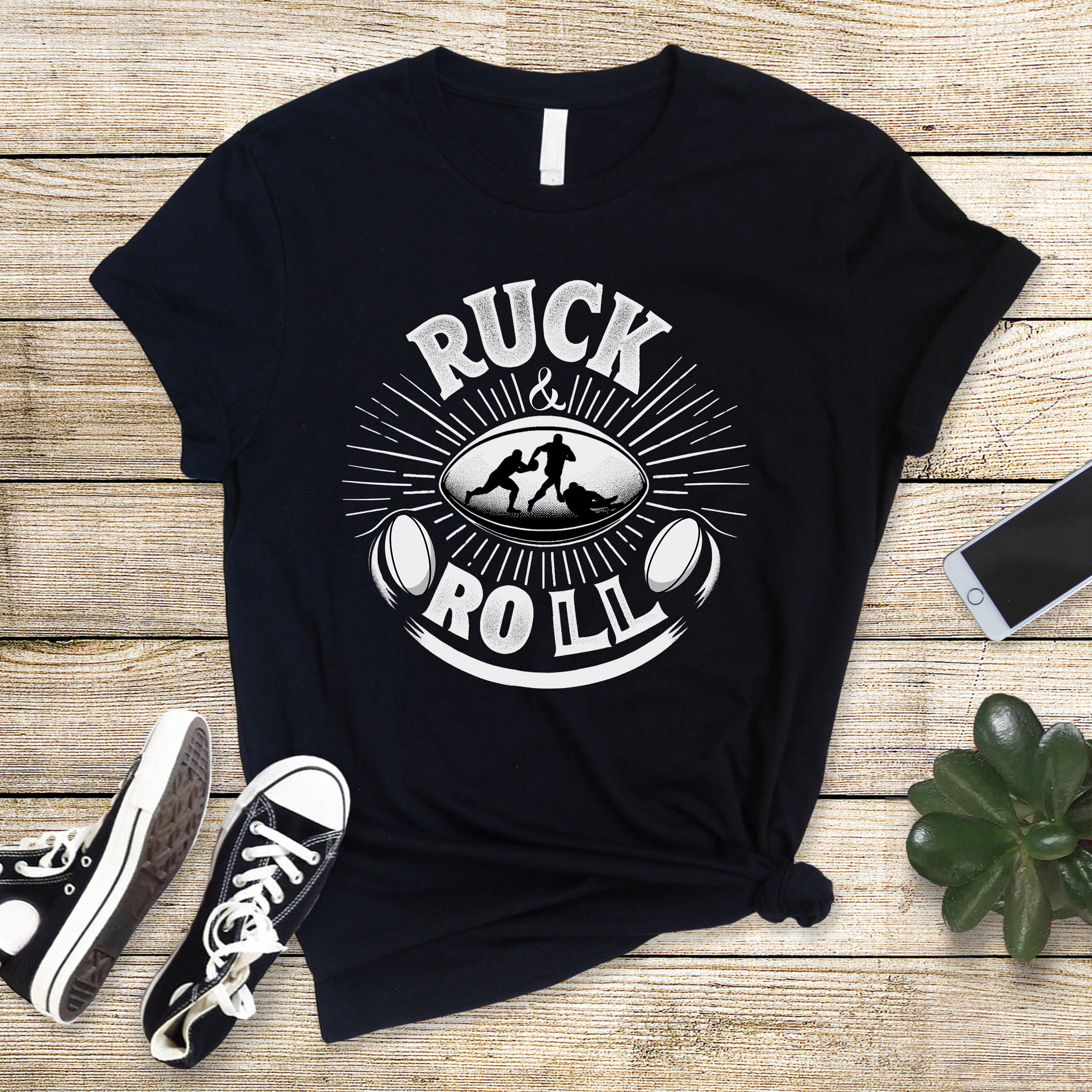 Ruck and Roll Rugby Shirt Funny Graphic Tee Sports Team Merchandise ...