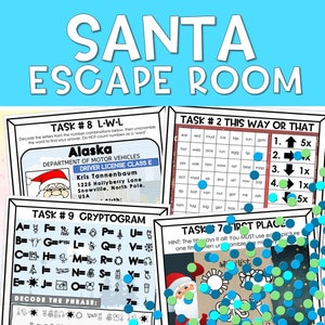 Santa Clause Escape Room Kit, Christmas Party Games, Kids Puzzle Games ...