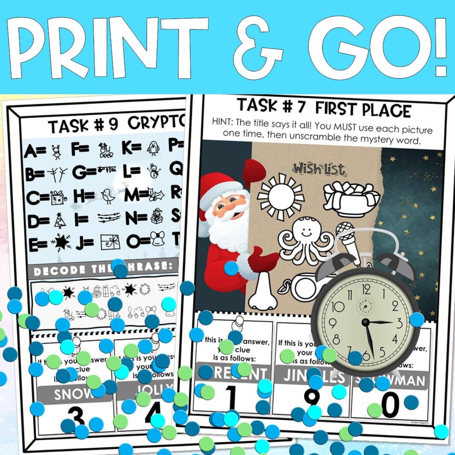 Santa Clause Escape Room Kit, Christmas Party Games, Kids Puzzle Games ...