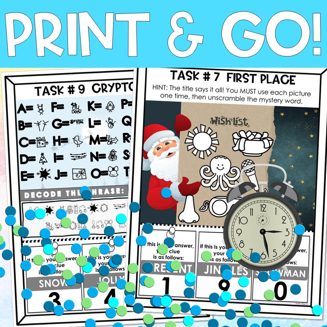 Santa Clause Escape Room Kit, Christmas Party Games, Kids Puzzle Games ...