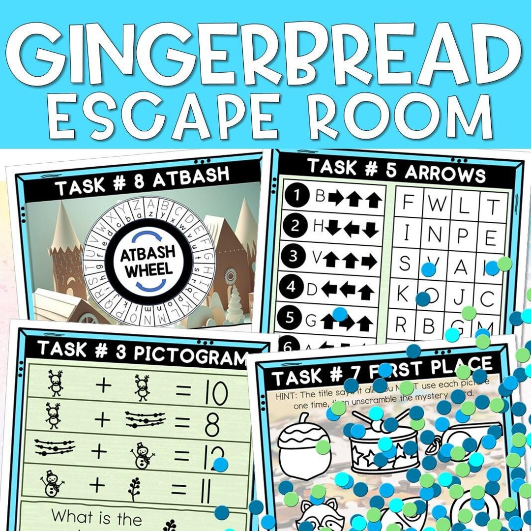 Escape Room for Kids, DIY Printable Games, Gingerbread Escape Room Kit ...