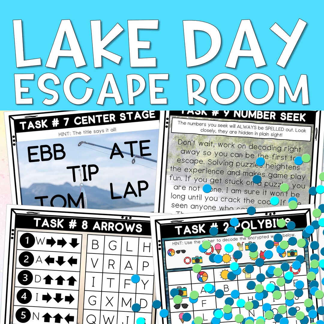 Escape Room for Kids, DIY Printable Game, Day at the Lake Escape Room ...