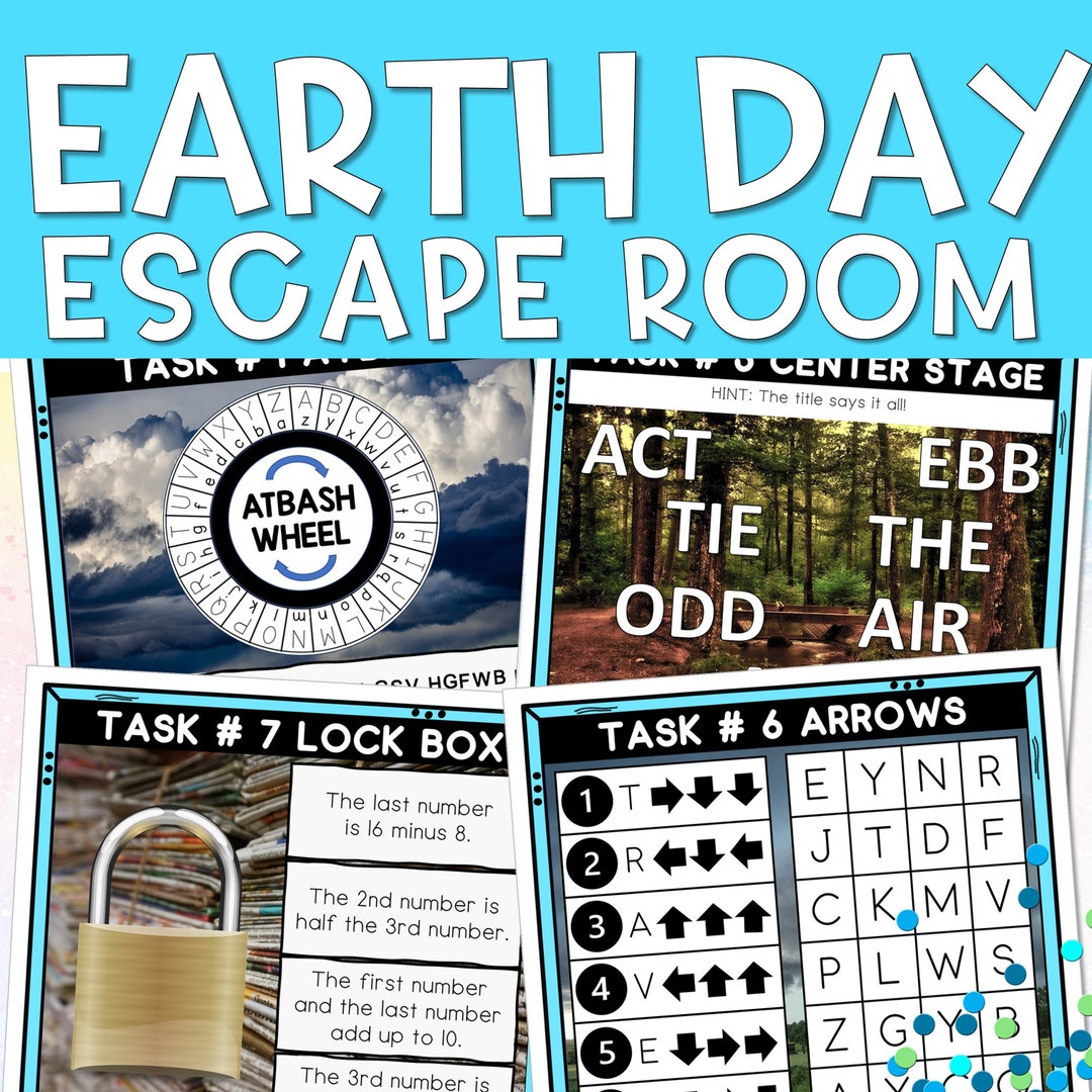 Printable Escape Room for Kids Earth Day April 22 - Etsy