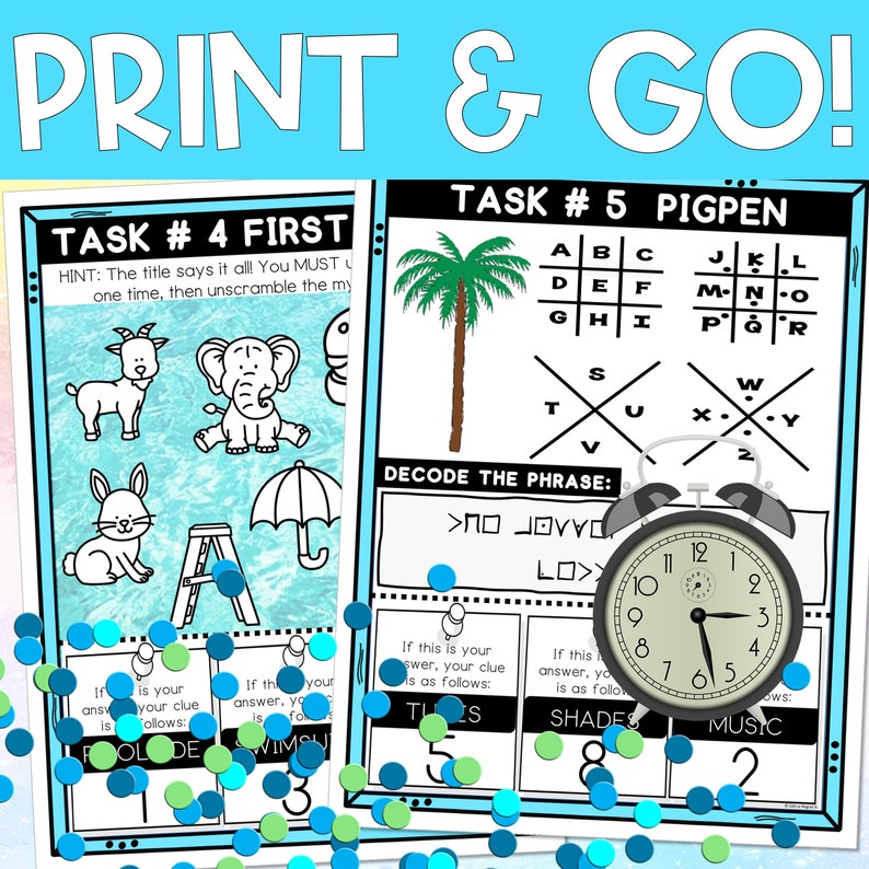 Escape Room for Kids, DIY Printable Game, Pool Party Escape Room Kit ...