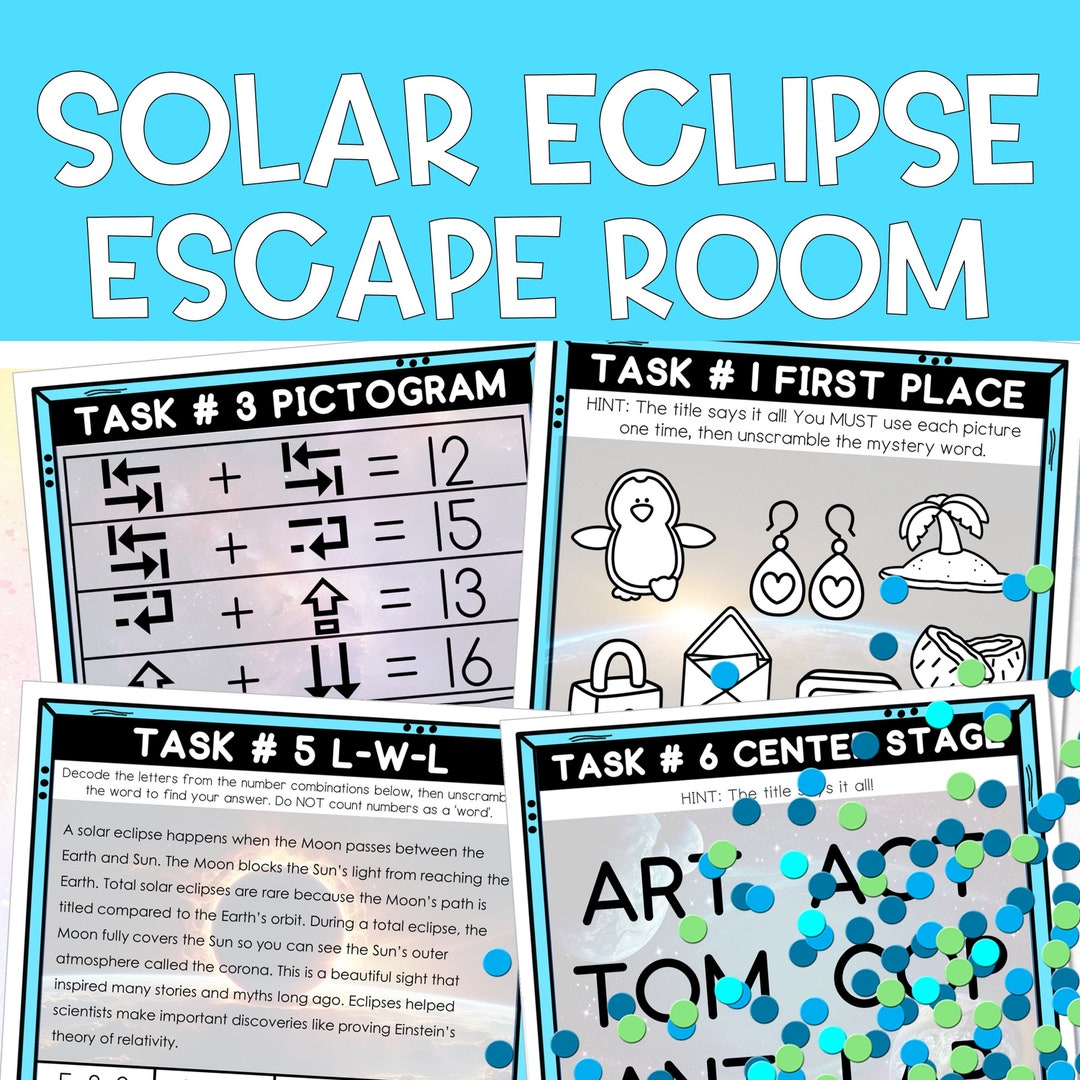 Solar Eclipse 2024 Escape Room for Kids Family Game Night - Etsy