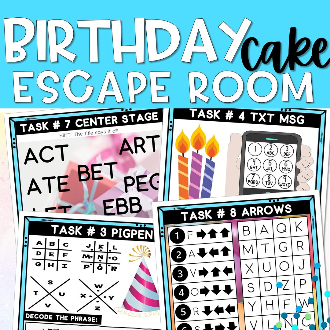 Escape Room for Kids DIY Printable Game Birthday Cake Escape Room Kit ...