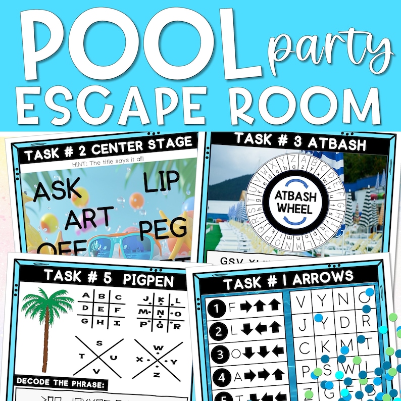Escape Room for Kids, DIY Printable Game, Pool Party Escape Room Kit ...