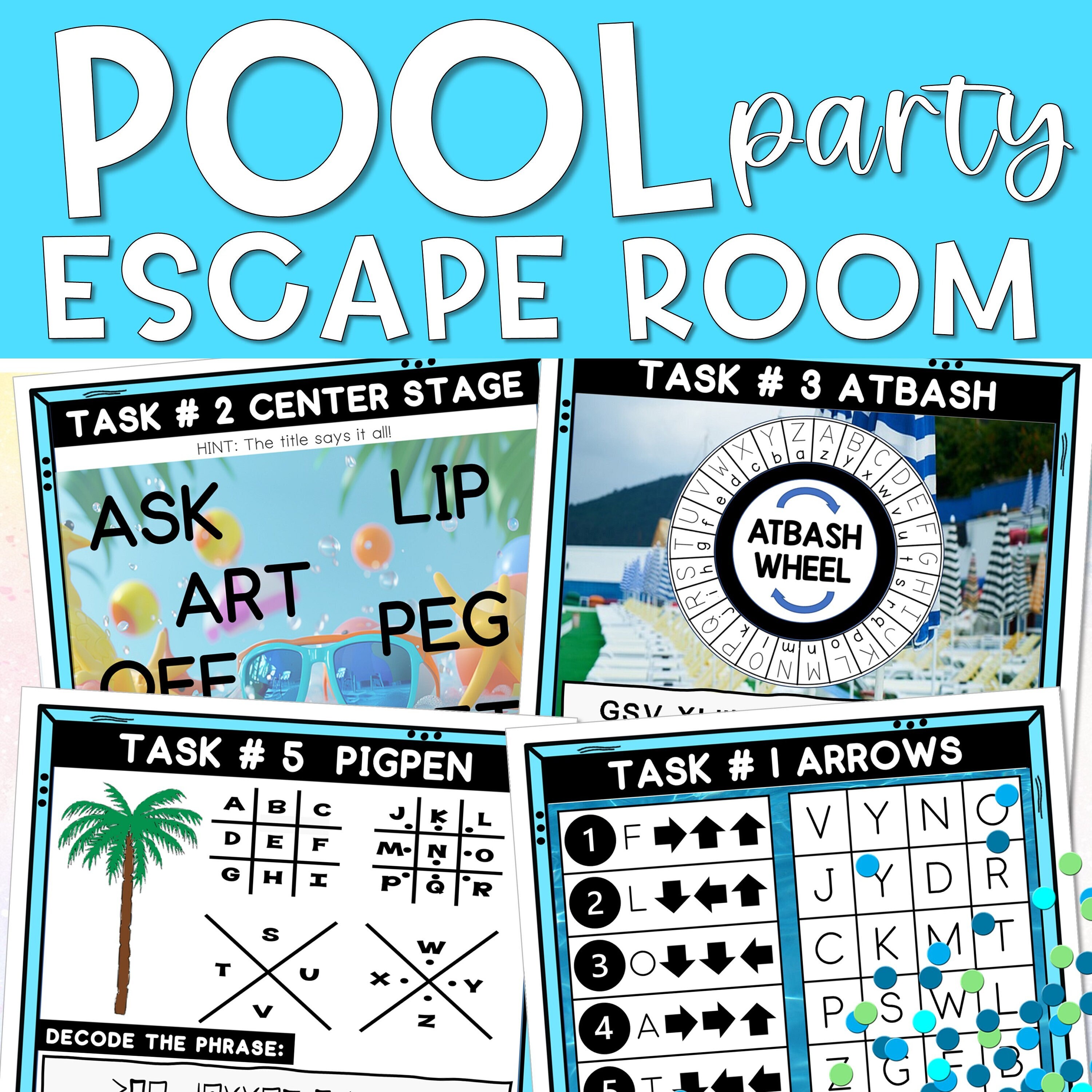 Escape Room for Kids, DIY Printable Game, Pool Party Escape Room Kit ...