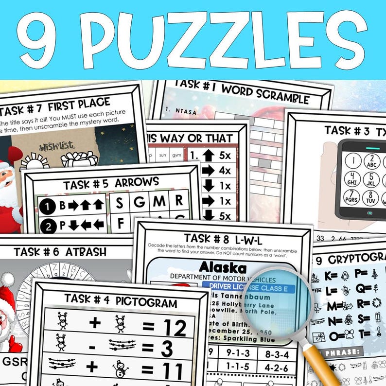 Santa Clause Escape Room Kit, Christmas Party Games, Kids Puzzle Games ...