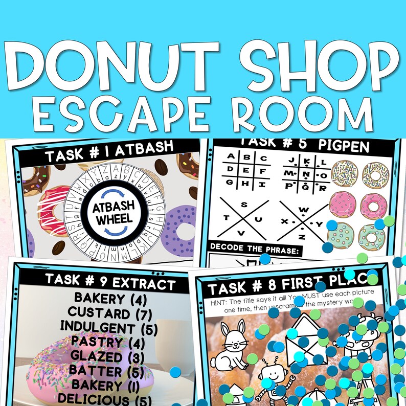 Escape Room for Kids, DIY Printable Game, Donut Shop Escape Room Kit ...