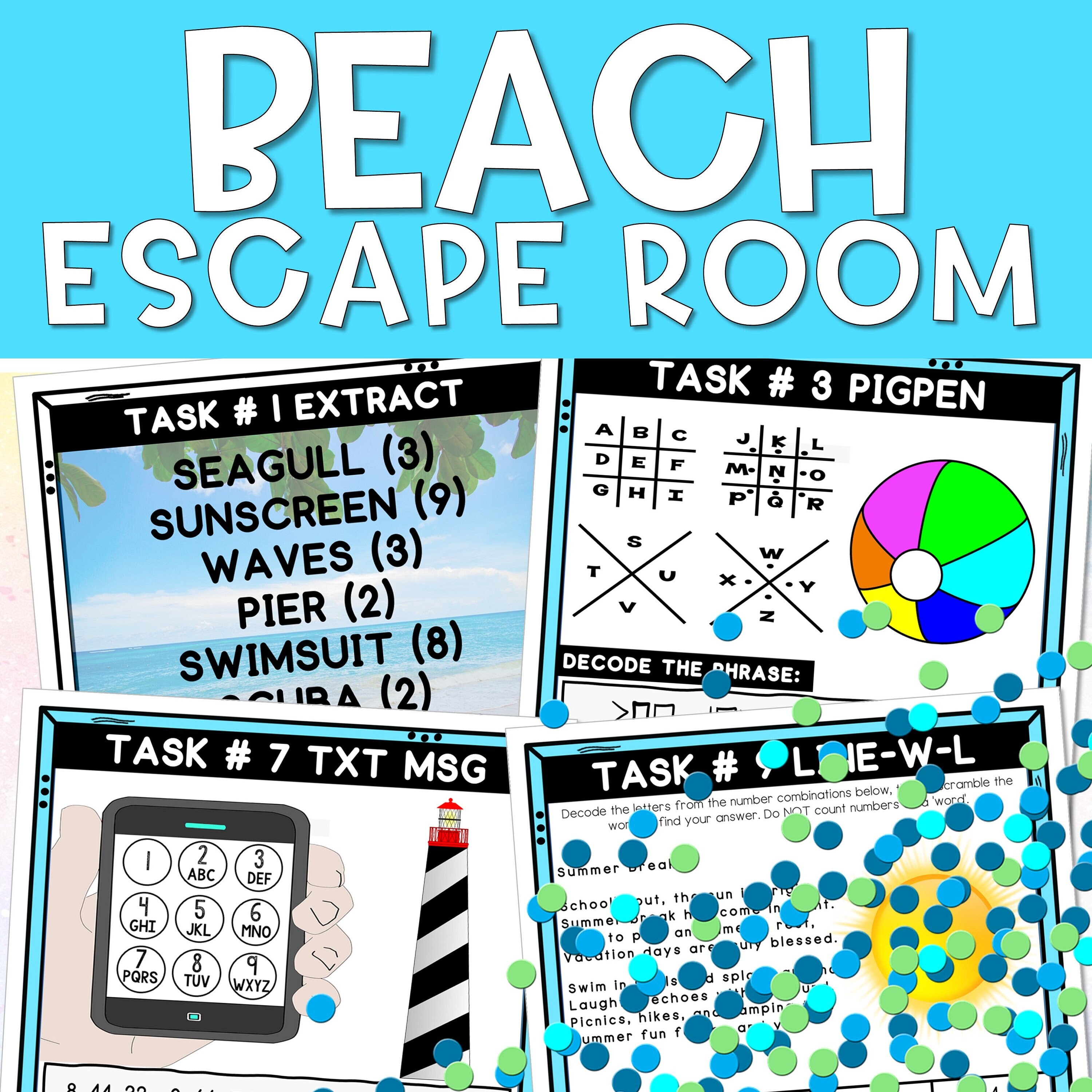 Escape Room for Kids, DIY Printable Game, Beach Trip Escape Room Kit ...