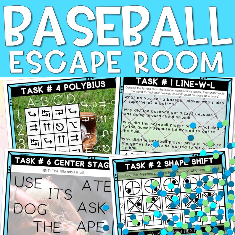 Escape Room for Kids, DIY Printable Games, Baseball Escape Room Kit ...