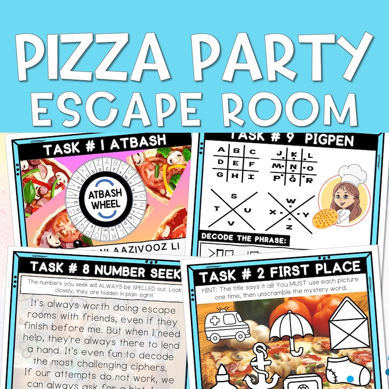 Escape Room for Kids, DIY Printable Game, Pizza Party Escape Room Kit ...