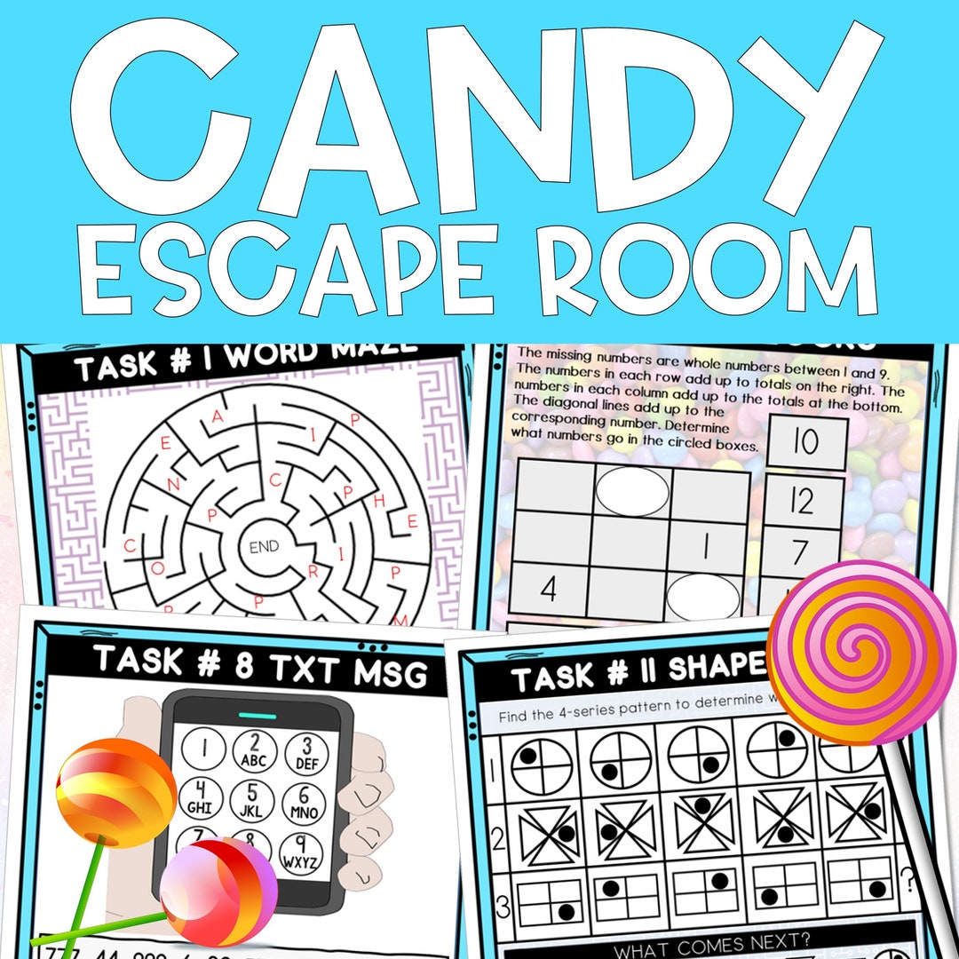 Escape Room for Kids, DIY Printable Game, Candy- Theme Escape Room Kit ...
