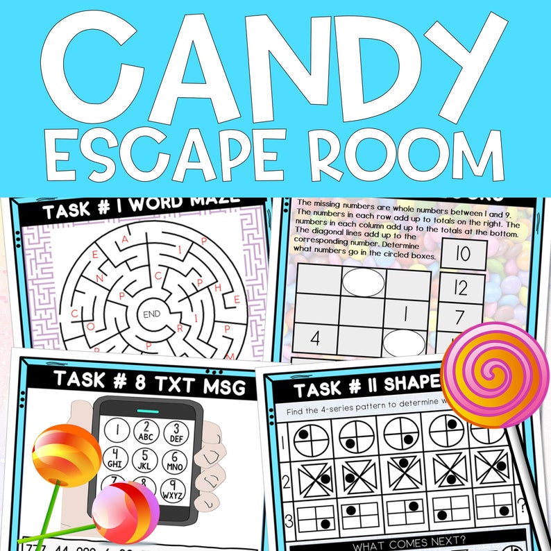 Escape Room for Kids, DIY Printable Game, Candy- Theme Escape Room Kit ...