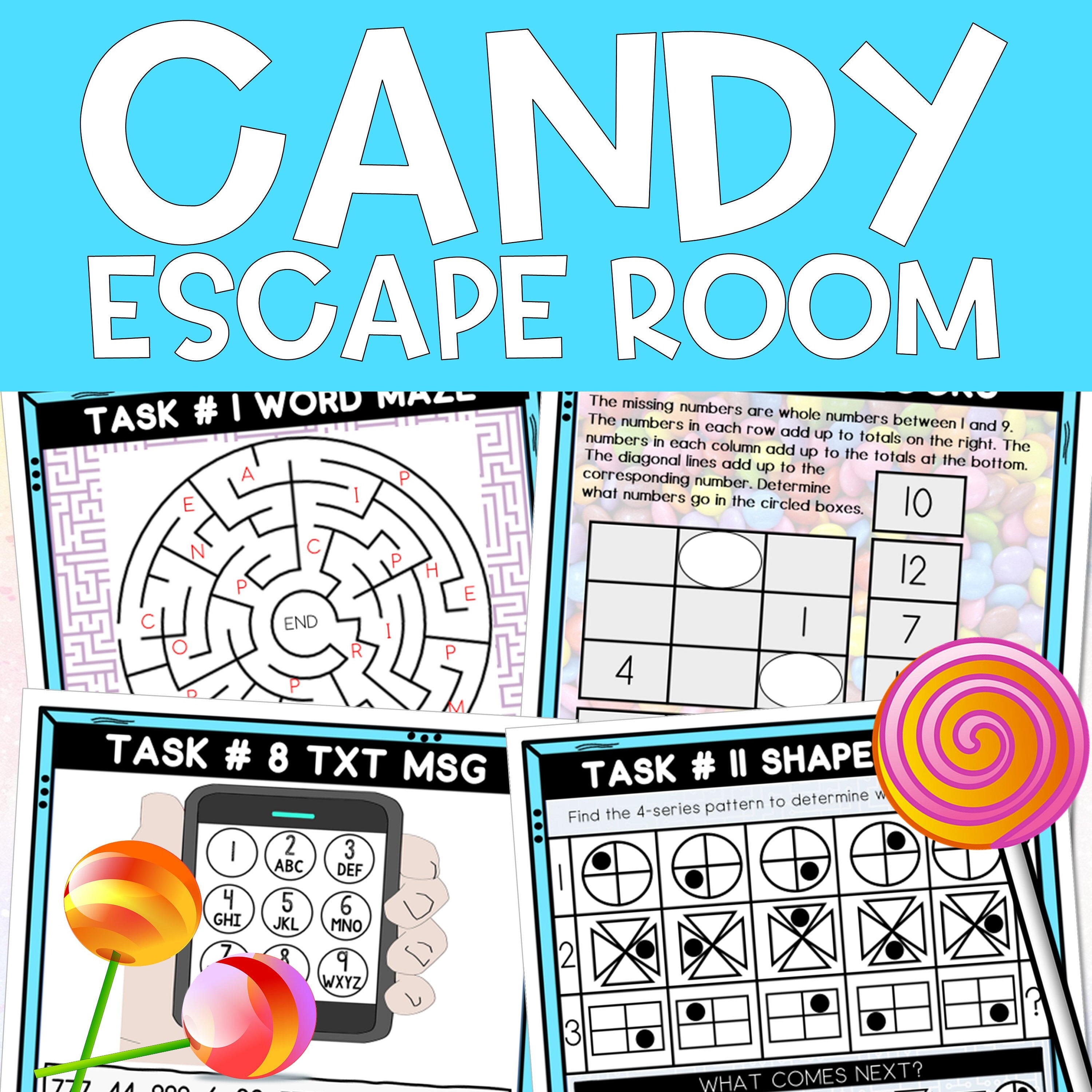 Escape Room for Kids, DIY Printable Game, Candy- Theme Escape Room Kit ...