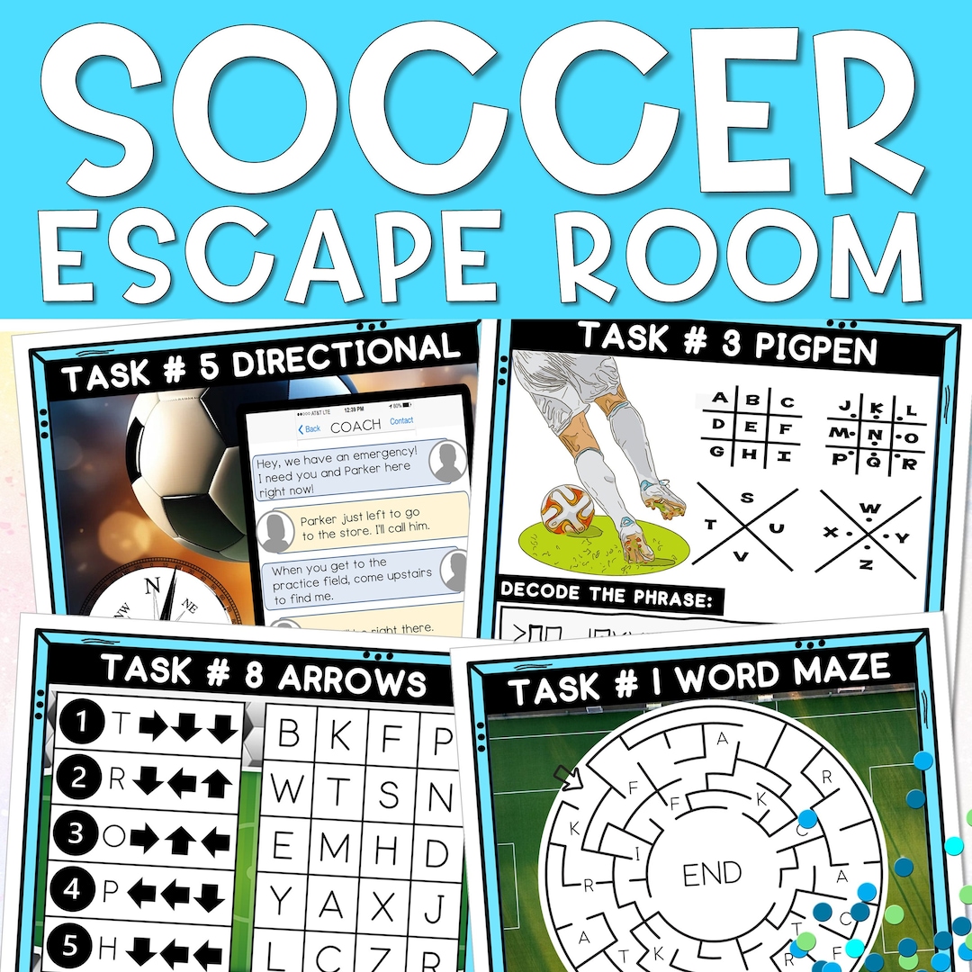 Escape Room for Kids, DIY Printable Game, Soccer Escape Room Kit ...