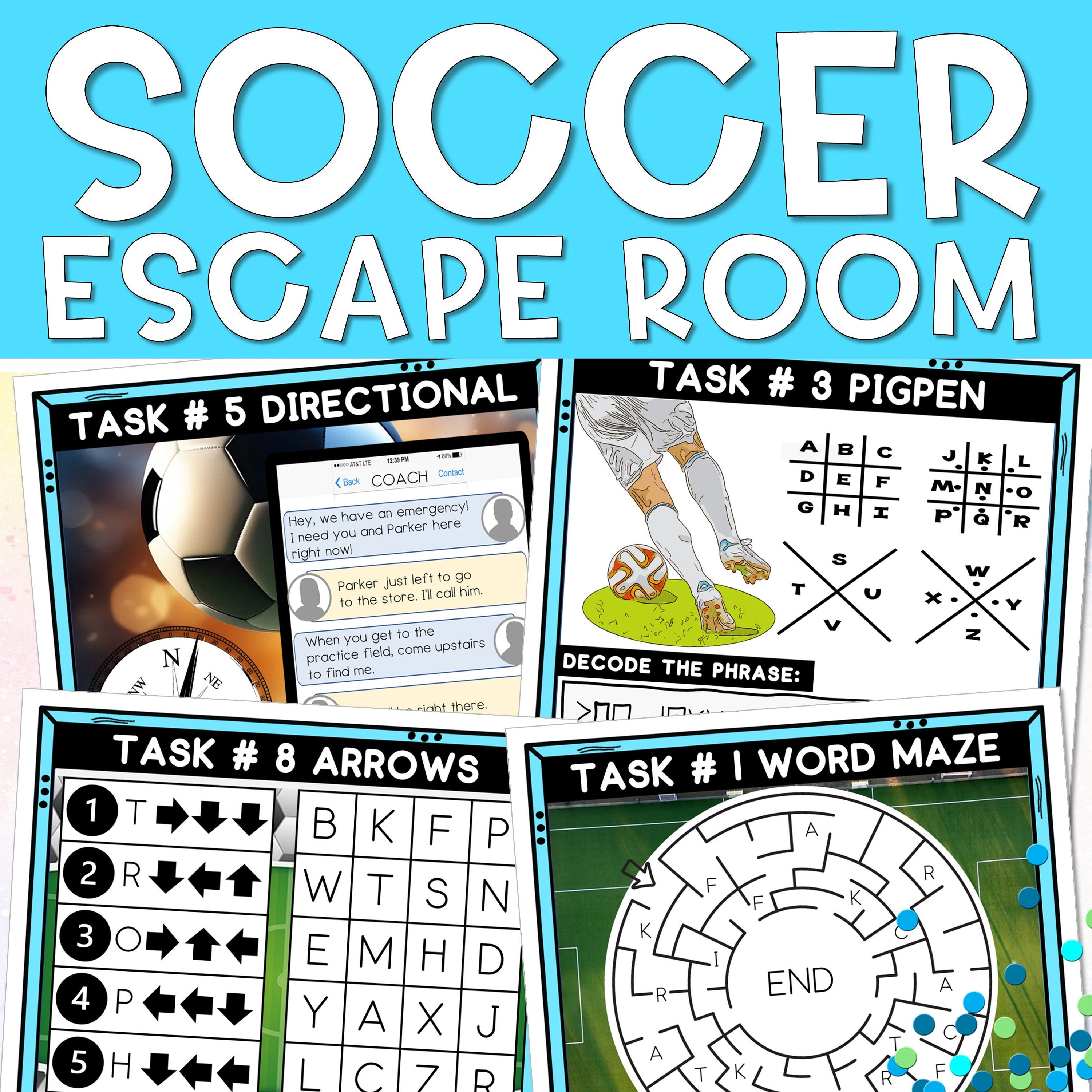 Escape Room for Kids, DIY Printable Game, Soccer Escape Room Kit ...
