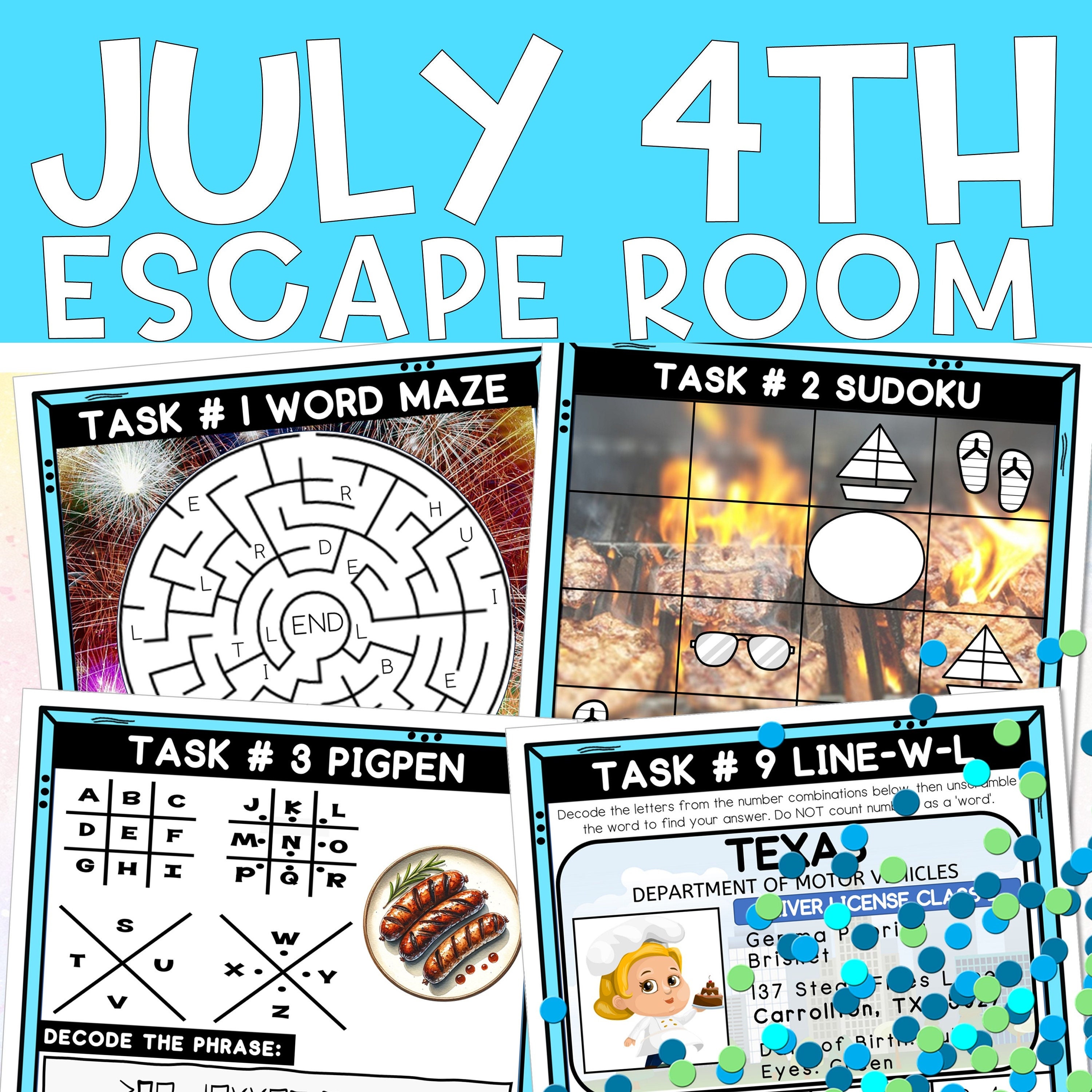 Escape Room for Kids, DIY Printable Game, Fourth of July Escape Room ...