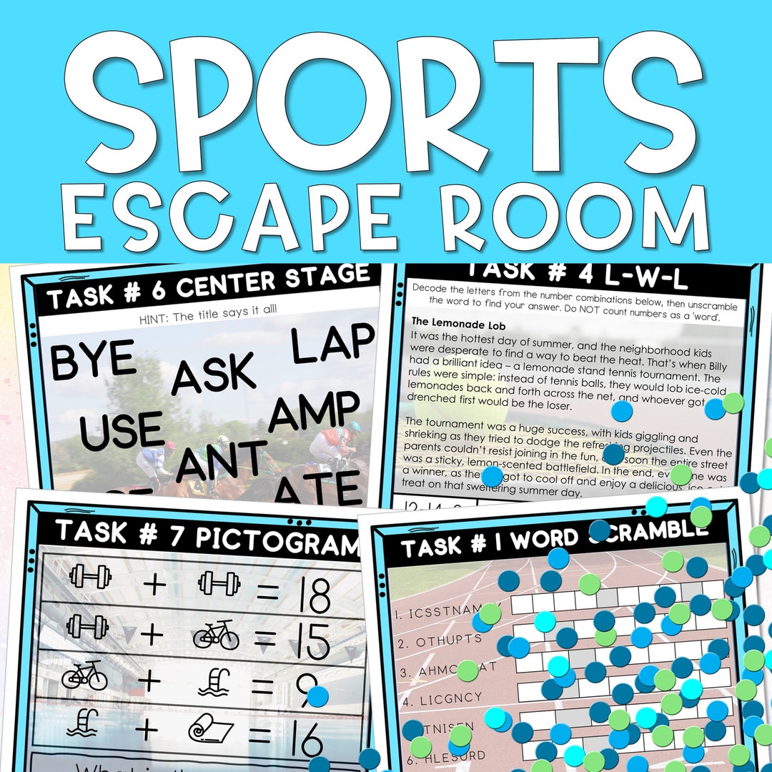 Escape Room for Kids, DIY Printable Game, Summer Sports Escape Room Kit ...