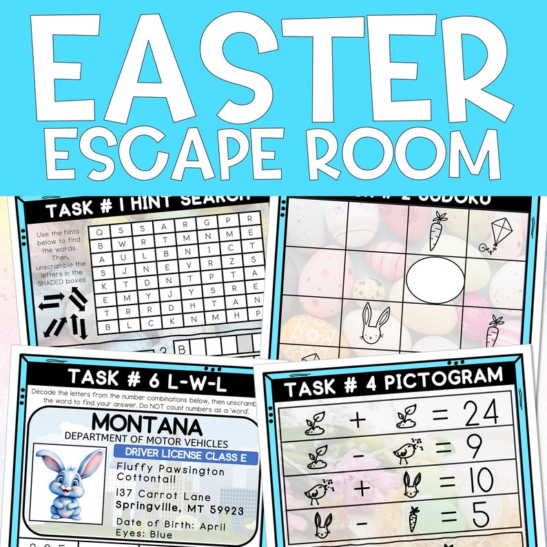 Escape Room for Kids, DIY Printable Game, Easter- Theme Escape Room Kit ...