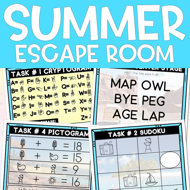 Summer Escape Room Kit: DIY Printable Puzzle Game (digital Download) - Etsy