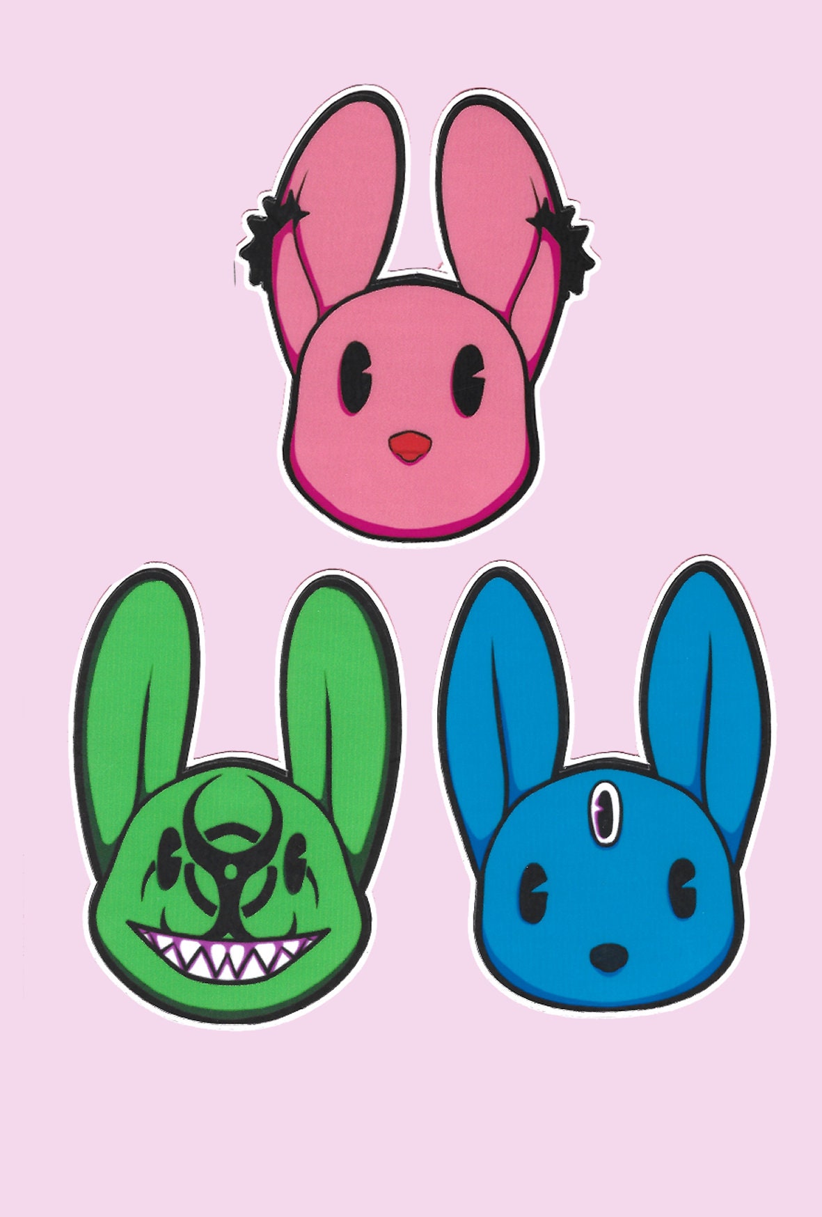 Cartoon Bunny Sticker Set - Etsy