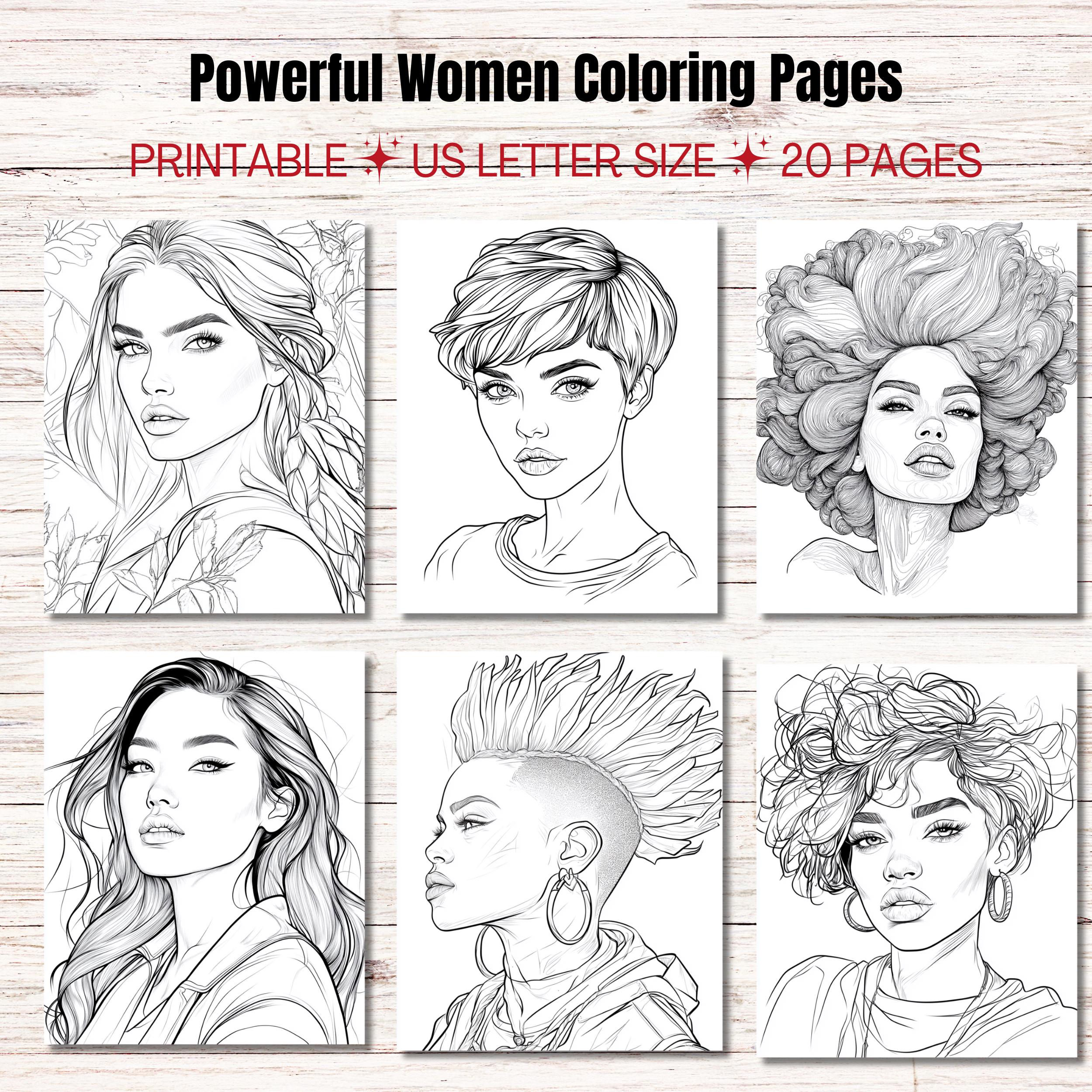 Powerful Women Coloring Pages 8.5 X 11 Size Coloring Pages for Adults ...