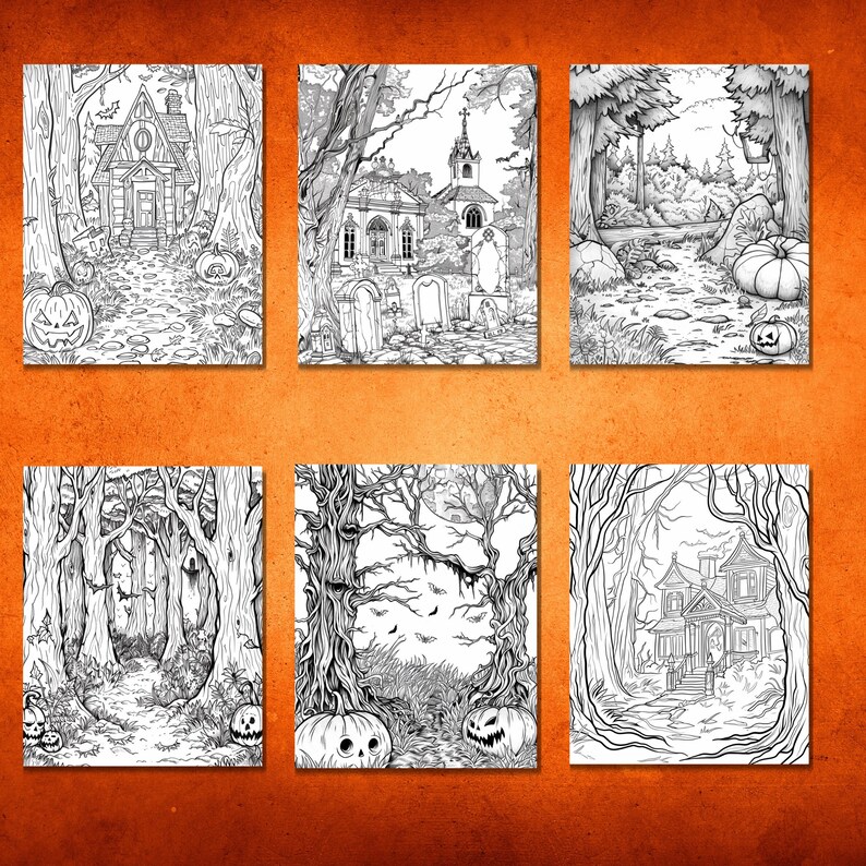 Haunted Woods Coloring Pages Spooky Coloring Pages for Kids Halloween ...