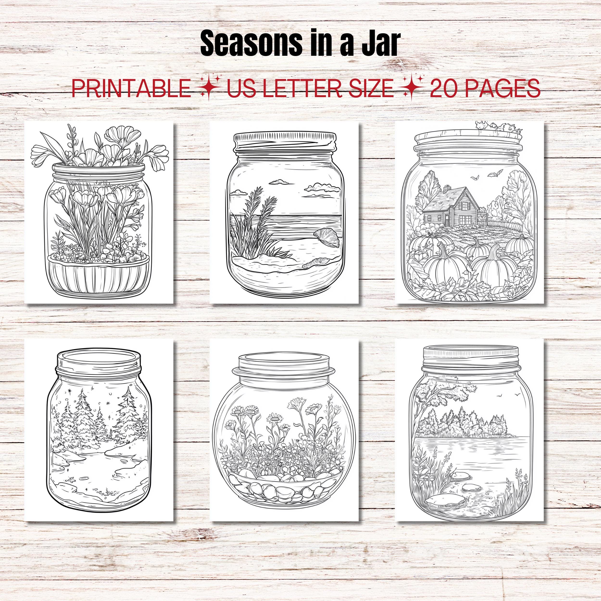 Seasons in a Jar 8.5 X 11 Inches Coloring Pages for Adults Coloring ...