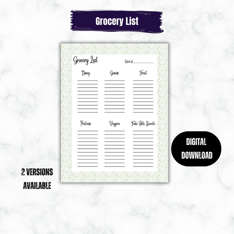 Organized Grocery List Categorized Shopping List Organized - Etsy