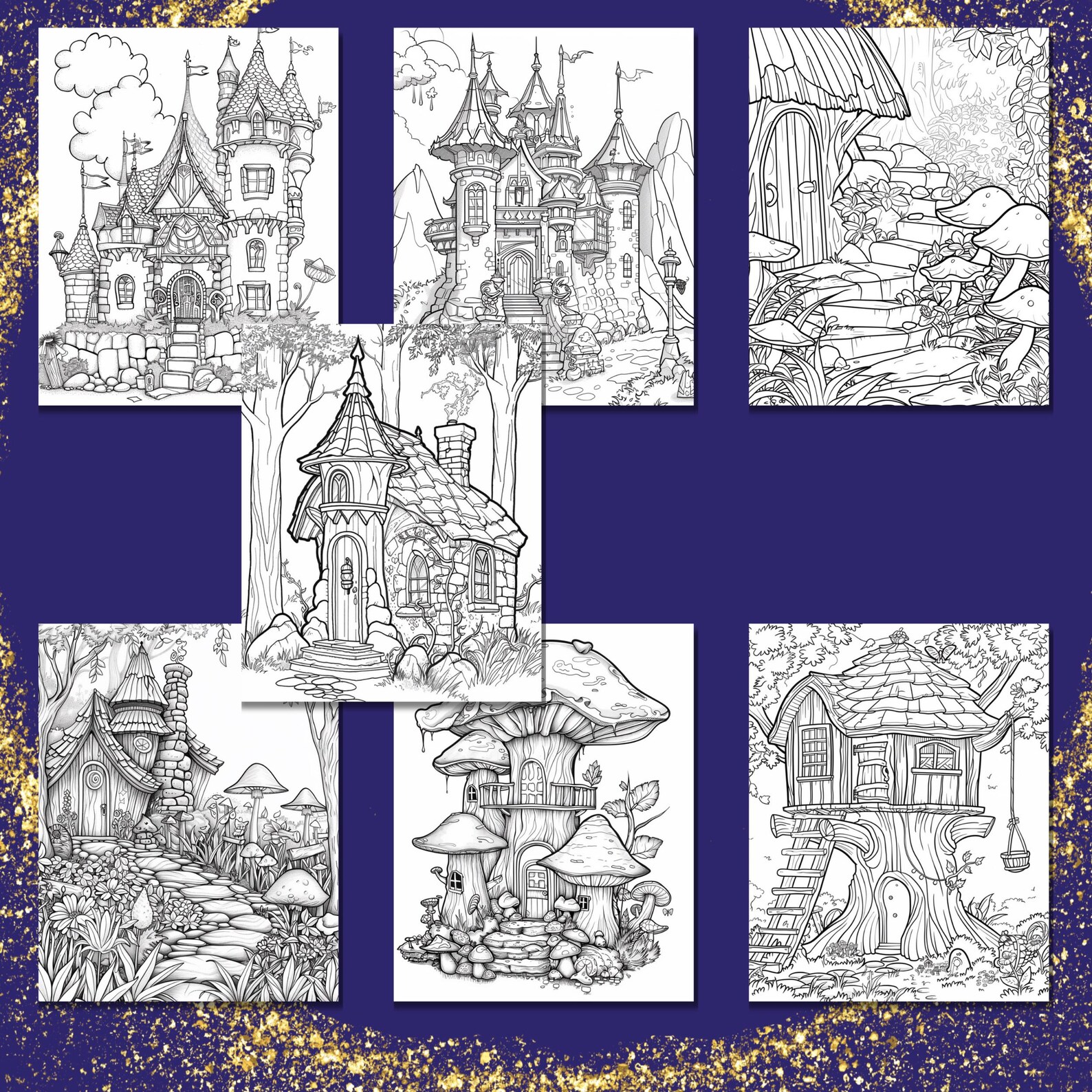 Fairy Houses Coloring Pages 8.5 X 11 Coloring Pages for All Ages ...