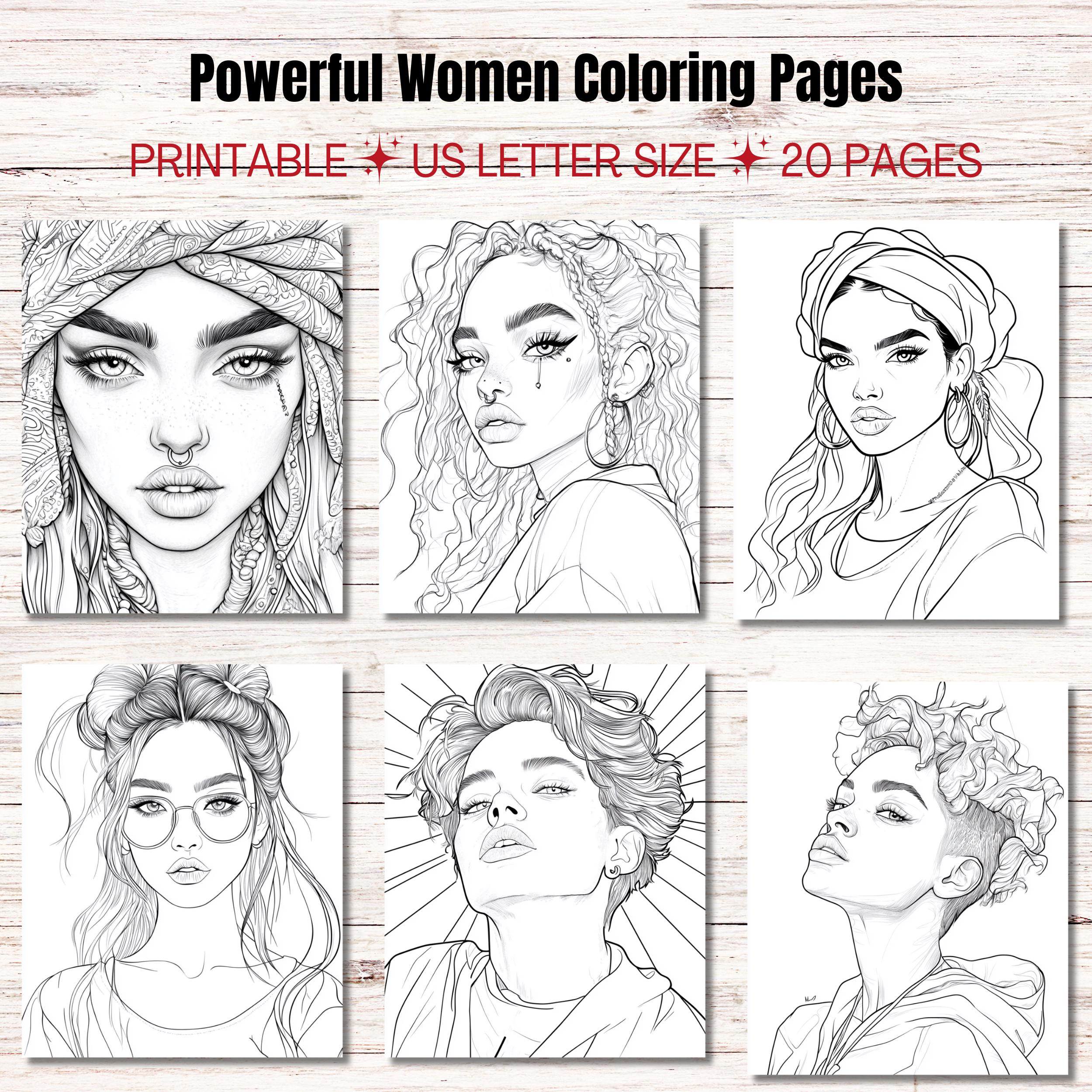Powerful Women Coloring Pages 8.5 X 11 Size Coloring Pages for Adults ...