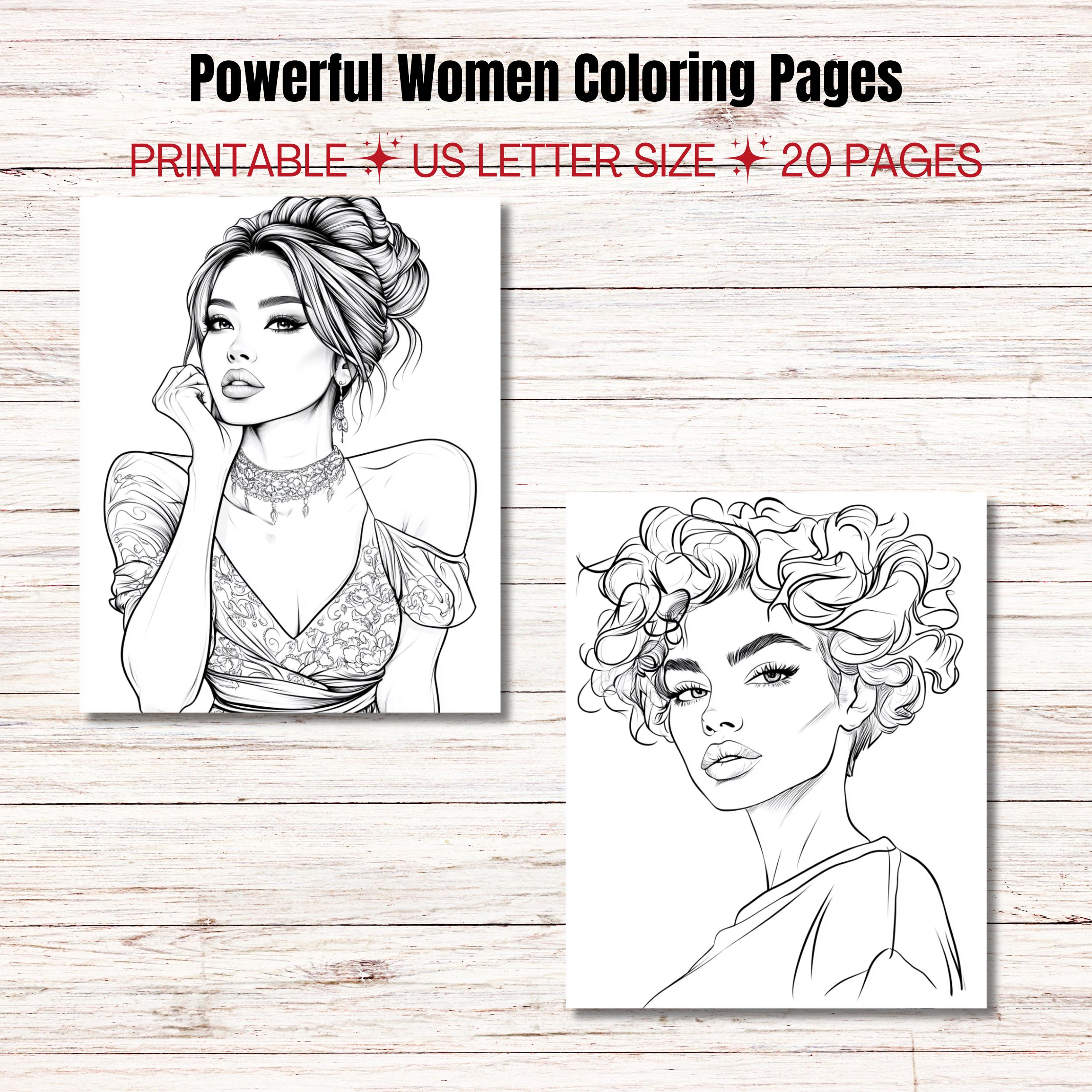Powerful Women Coloring Pages 8.5 X 11 Size Coloring Pages for Adults ...