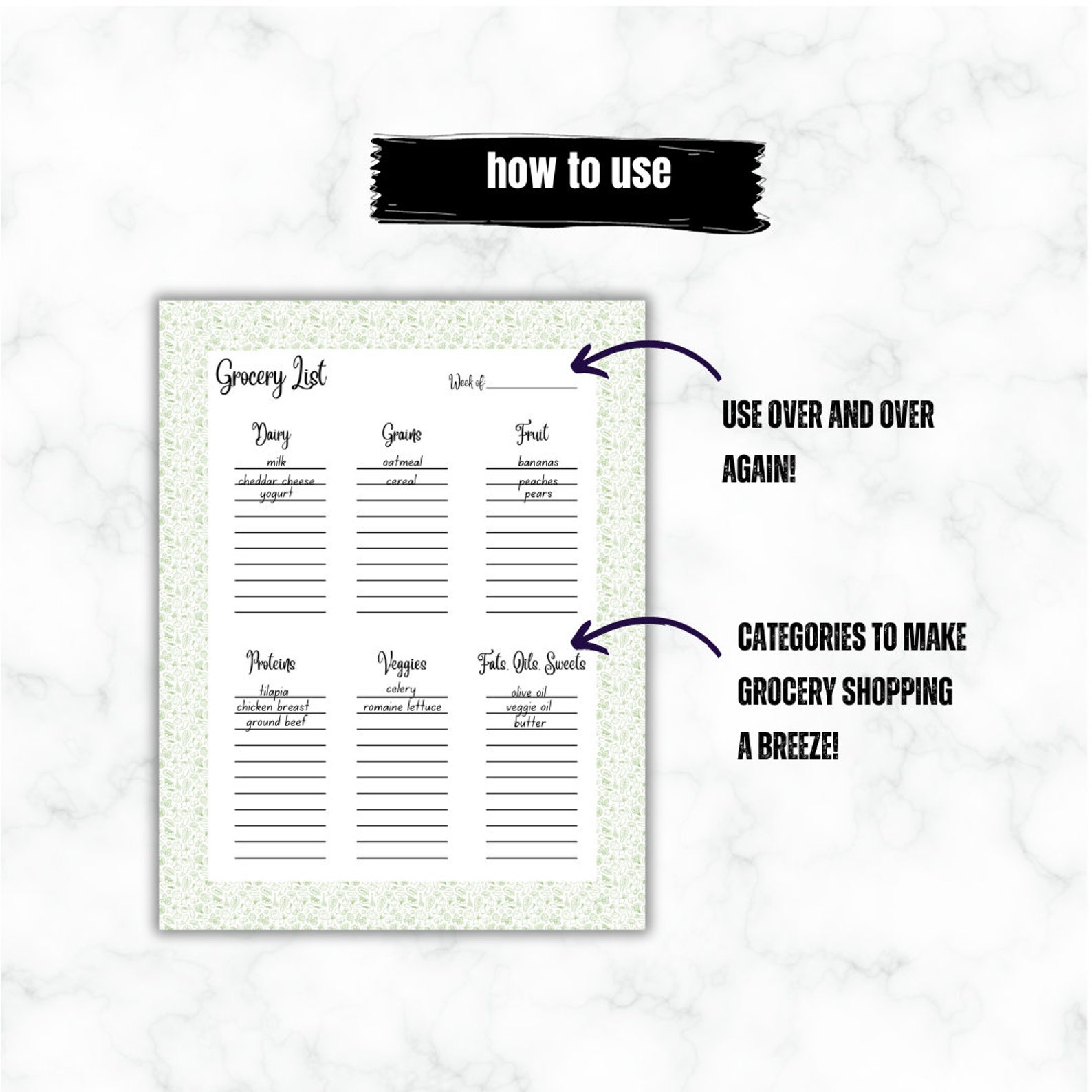 Organized Grocery List Categorized Shopping List Organized - Etsy