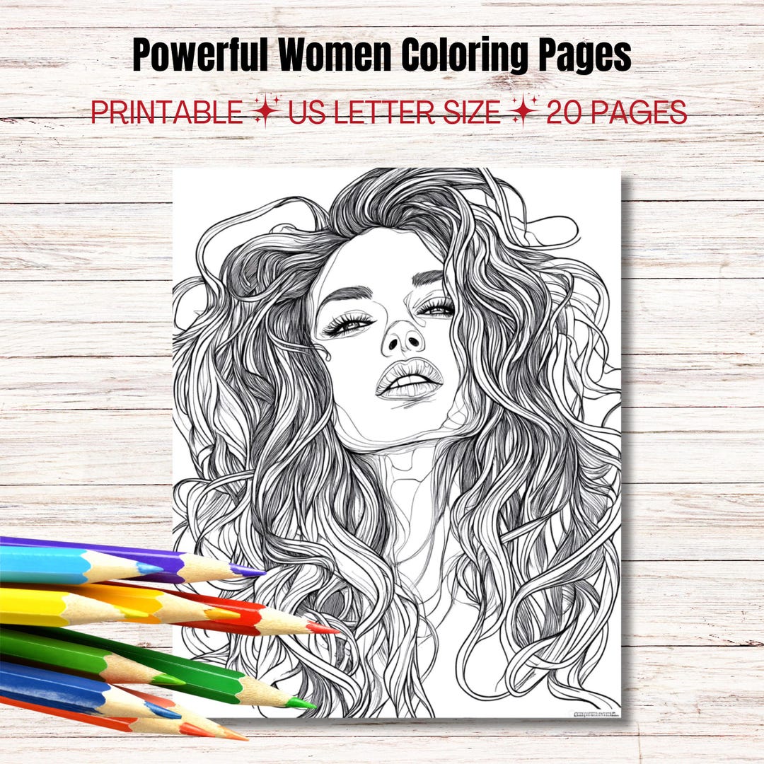 Powerful Women Coloring Pages 8.5 X 11 Size Coloring Pages for Adults ...