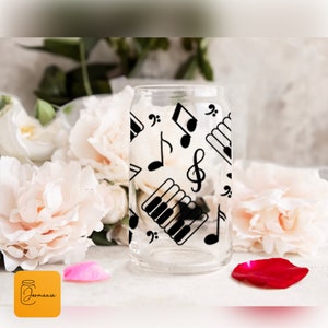 Music Lover Iced Coffee Jar, Musical Notes Iced Coffee Cup, Musician ...