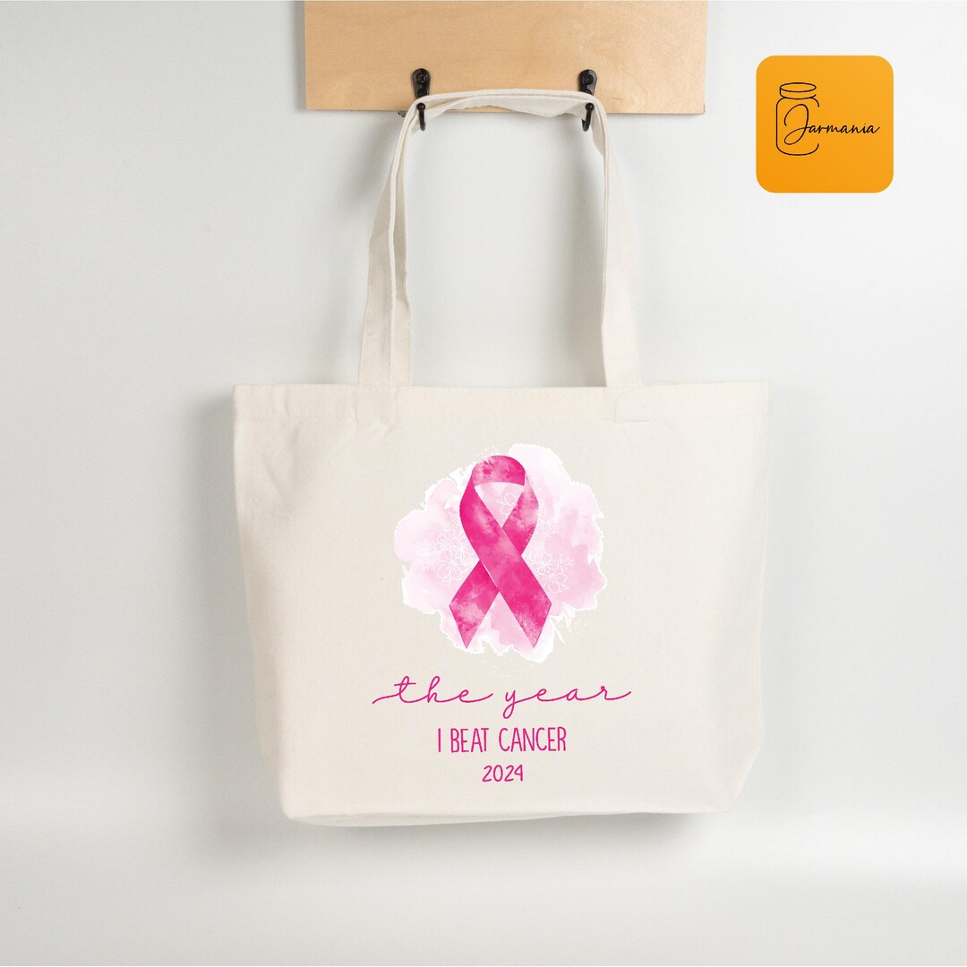 Custom Pink Ribbon Breast Cancer Colorful Canvas Tote Bag, Custom ...