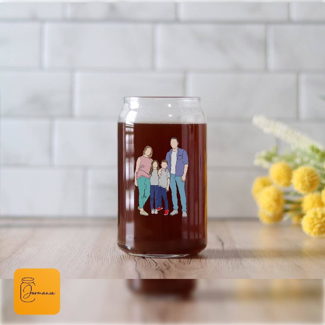 Custom Photo Iced Coffee Cup, Personalized Jar, Family Photo ...